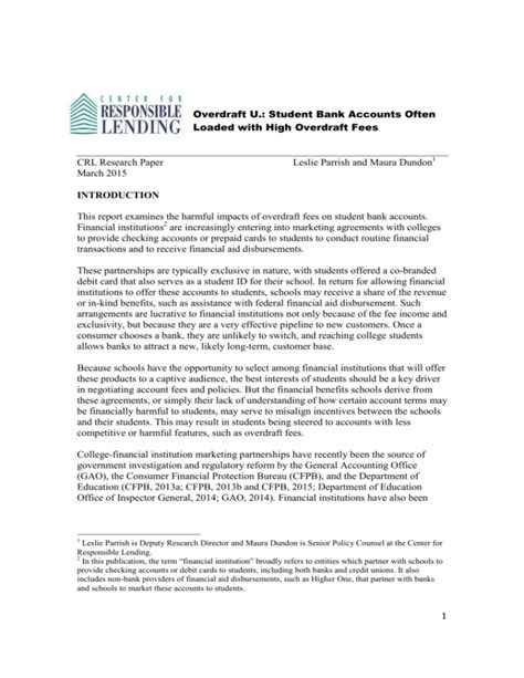 Overdraft U Student Bank Accounts Often Loaded With High