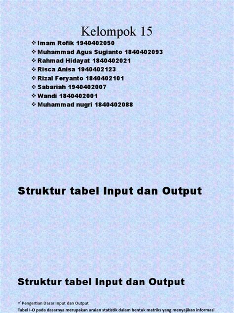 Kelompok 15 Struktur Tabel Input Output Pdf