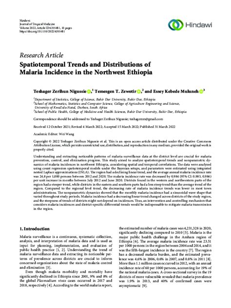 Pdf Spatiotemporal Trends And Distributions Of Malaria Incidence In The Northwest Ethiopia