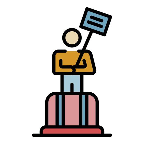 Man Protest Banner Icon Color Outline Vector 15147416 Vector Art At