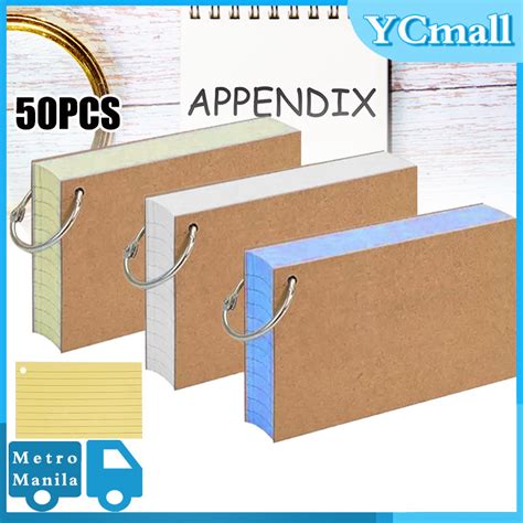 50pcs Pack Binder Memo Book Loose Leaf Index Cards With Cover And Binder Ring Shopee Philippines