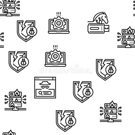 Cyber Security System Technology Vector Seamless Pattern Stock Vector Illustration Of Padlock