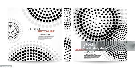 점선 원이 있는 브로셔 템플릿입니다 원형 형태의 점 잡지 포스터 책 프리젠 테이션 광고 추상 벡터 배경입니다 텍스트 디자인 표지