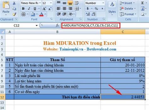 Hàm Mduration Trong Excel Ví Dụ Minh Họa Và Cách Dùng