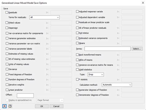 Glmm Save Options • Genstat V22 Glmm Save Options • Genstat V22