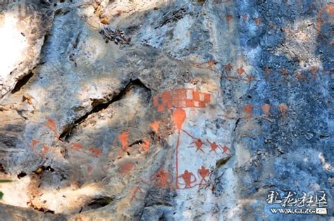 佤族崖画 佤族人 大山谷图库
