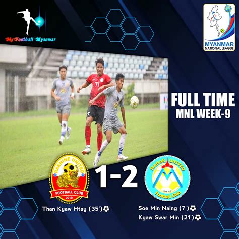Myfootball Myanmar 📌 Mnl ပွဲစဥ် ၉ ပွဲပြီးရလဒ် ရခိုင်ယူနိုက်တက် ၁ ၂ မဟာယူနိုက်တက် သန်းကျော်ဌေး