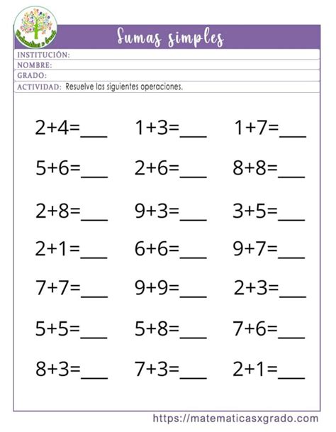Actividades De Sumas Para Primer Grado Para Imprimir