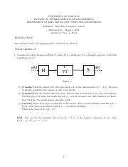 ECE411H1 20151 621489169777midterm 15 Pdf UNIVERSITY OF TORONTO FACULTY OF APPLIED SCIENCE AND