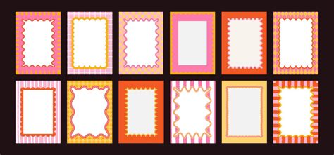 Doodle Wavy Frames Geometric Curvy Edges Border Curved Frame With