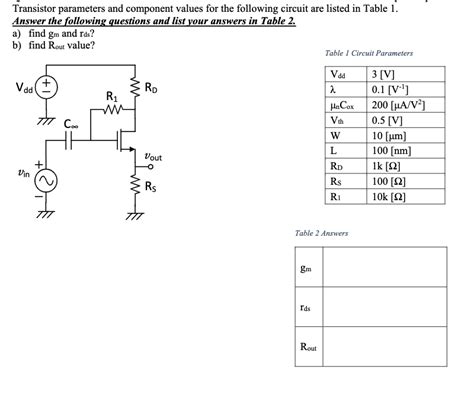 solved transistor parameters and component values for the