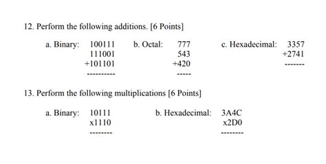 Solved 12 Perform The Following Additions 6 Points A