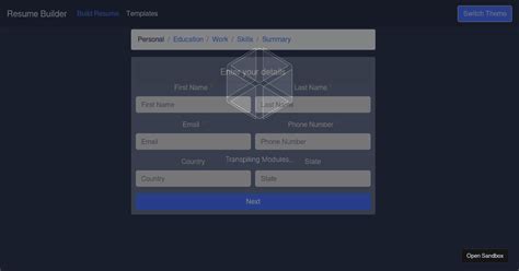 Resume Builder Codesandbox