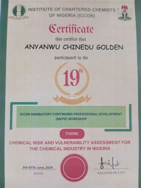 Attended Iccon Workshop On Chemical Safety Chinedu Anyanwu Posted On The Topic Linkedin