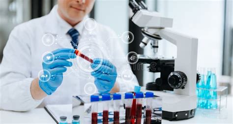 Dna Molecule Testing Concepts The Doctor In A Mask Examines Dna Molecules On The Chemical