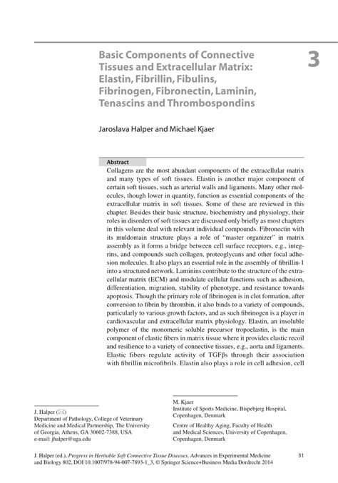 Pdf Basic Components Of Connective Tissues And Extracellular Matrix Elastin Fibrillin
