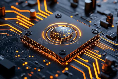 Futuristic Microchip With Glowing Circuits And Holographic Globe Symbolizing Advanced