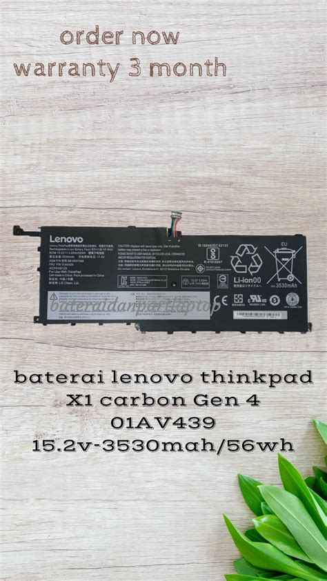 Baterai Lenovo ThinkPad X1 Carbon Gen 4 Yoga 01AV439 Lazada Indonesia