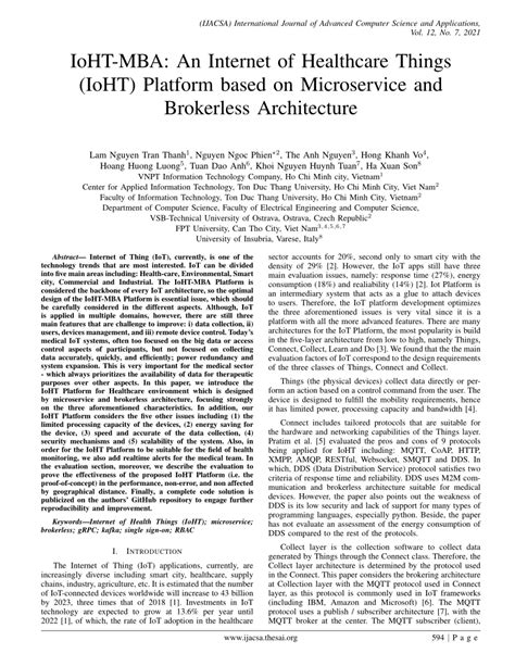 Pdf Ioht Mba An Internet Of Healthcare Things Ioht Platform Based On Microservice And