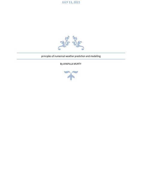 Principles Of Nwprevised Pdf Numerical Weather Prediction