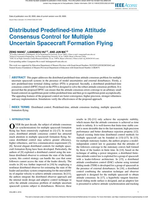 Pdf Distributed Predefined Time Attitude Consensus Control For