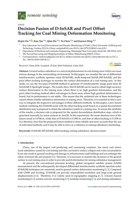 pdf decision fusion of d insar and pixel offset tracking for coal