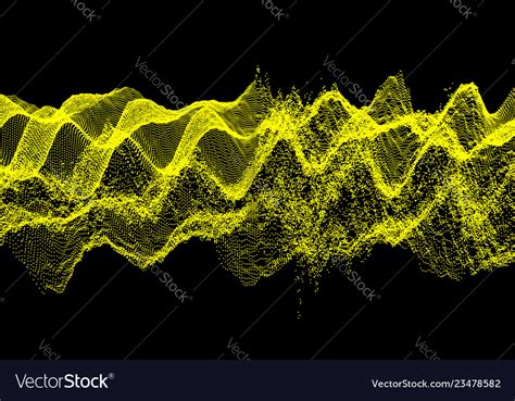 wavy grid background 3d abstract with particle vector image