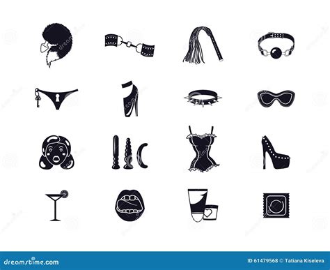 Sex Shop Icon Set Sex Toys Bdsm Stock Vector Illustration Of