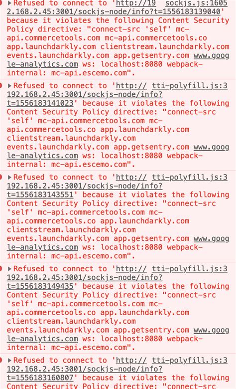 Csp Policy Complains About Webpack Dev Server Hot Reloading · Issue 569 · Commercetools