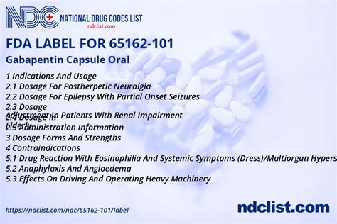 Fda Label For Gabapentin Capsule Oral Indications Usage And Precautions