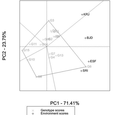 Polygon Graph For Mega Environments By GGEbiplot In Sunflower Download Scientific Diagram