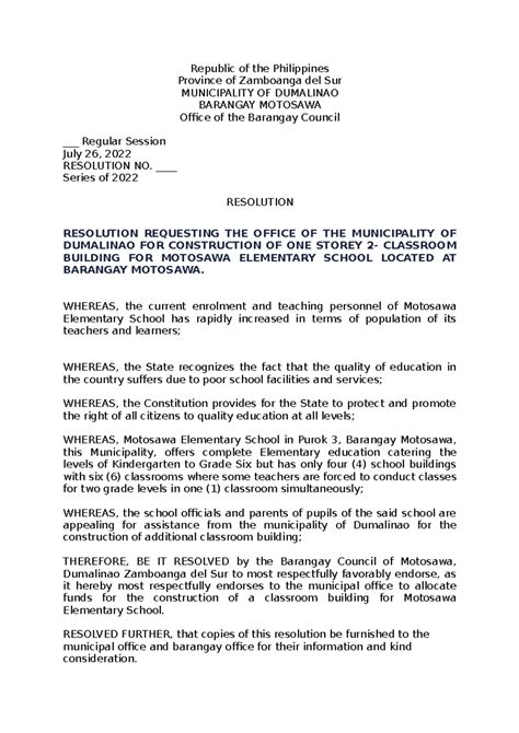 Sample Barangay Resolution For Project My Xxx Hot Girl