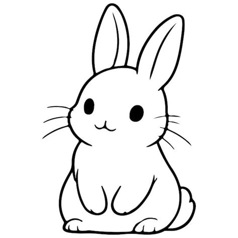 Cute Rabbit Doodle Style Hand Drawn Black And White Illustration