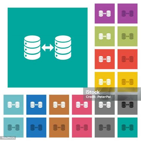 Syncronize Databases Square Flat Multi Colored Icons Stock Illustration Download Image Now
