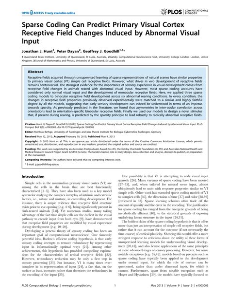 pdf sparse coding can predict primary visual cortex receptive field