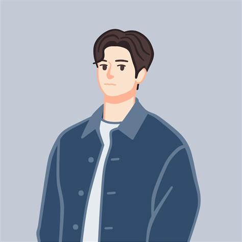 한국의 잘생긴 소년 터 일러스트레이션 프리미엄 벡터