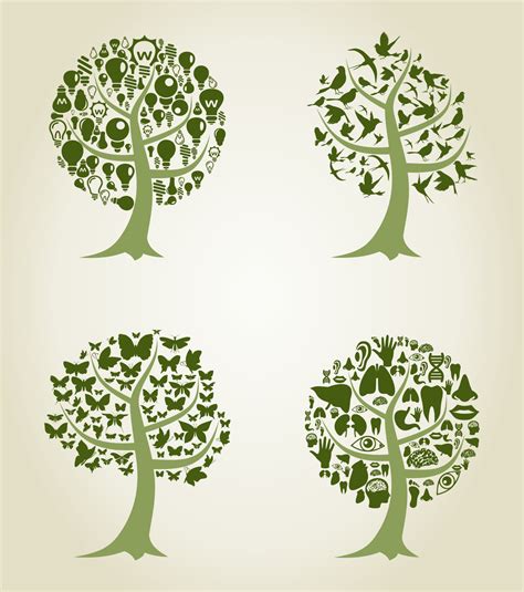 A Set Of Trees Vector Illustration Vector Art At Vecteezy