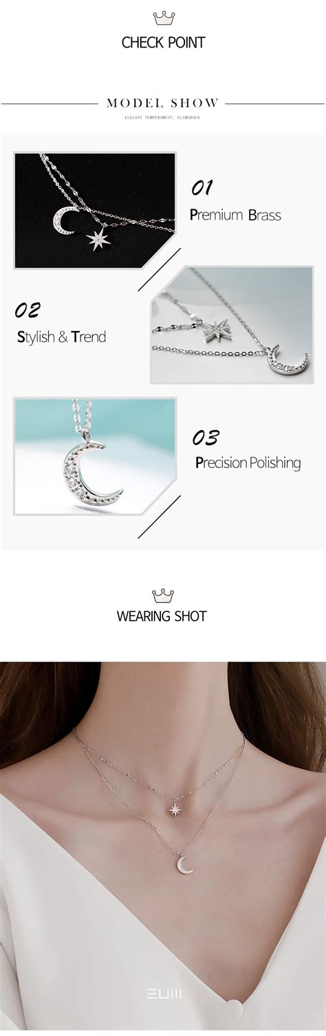 데일리나인 무료배송 Dn9ne 여성 청순한 스타일 실버화이트 레이어드 달과 별 목걸이 여자 패션 목걸이