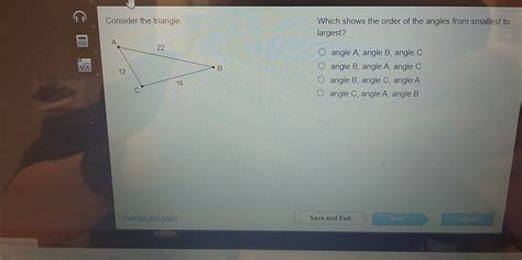 solved consider the triangle which shows the order of the angles from