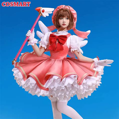 Cosmart Anime Cardcaptor 사쿠라 코스프레 의상 핑크 로리타 러블리 드레스 카니발 할로윈 파티 복장 여성용