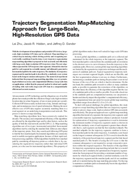 Pdf Trajectory Segmentation Map Matching Approach For Large Scale