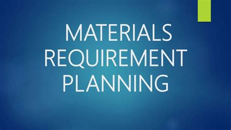 Materials Requirement Planning Pptx
