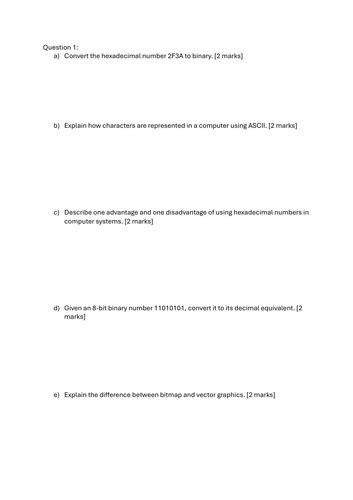 0478 Igcse Computer Science Paper 1 Computer Systems Practice Questions