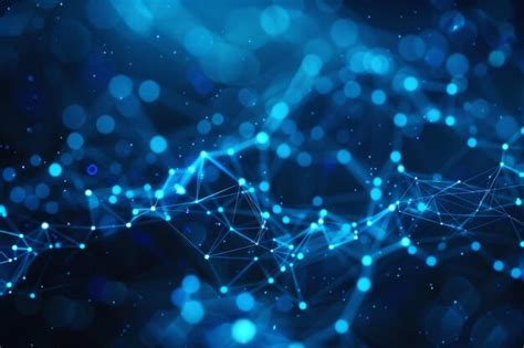 Abstract Blue Network With Bokeh Lights Premium Ai Generated Image