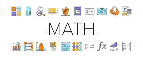 Math Education School Science Icons Set Vector Stock Vector Illustration Of Color Mathematics