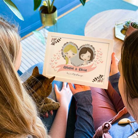 Personalised Illustrated Same Sex Couple Print For Women From