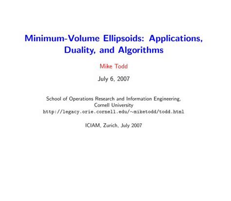 pdf minimum volume ellipsoids applications duality and