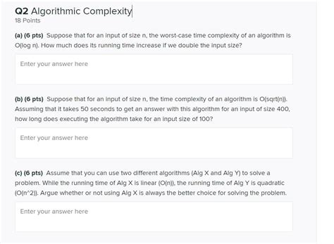 solved q2 algorithmic complexity 18 points a 6 pts