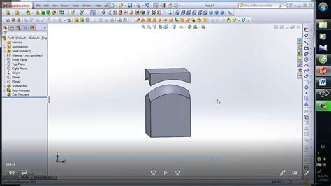 Solidworks Filled Surface Thicken Planar Surface Cut Thicken Surface Cut Grabcad Tutorials