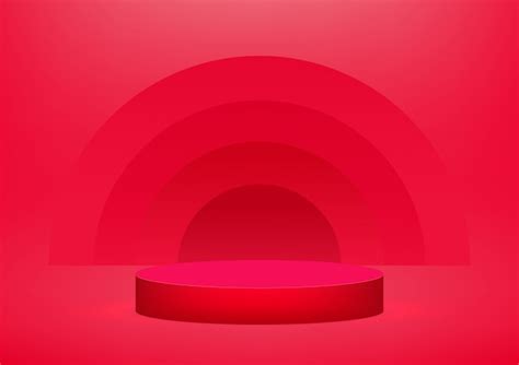 빨간색 배경에 빈 연단 프리미엄 벡터